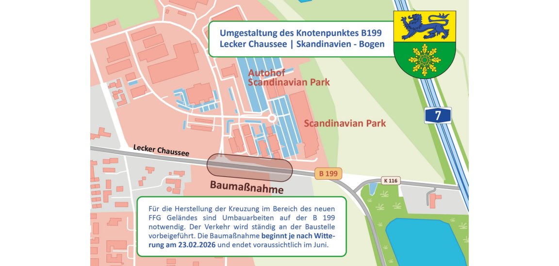 Achtung: Baustelle im Bereich der B199 / Scandinavian Park | gv-handewitt